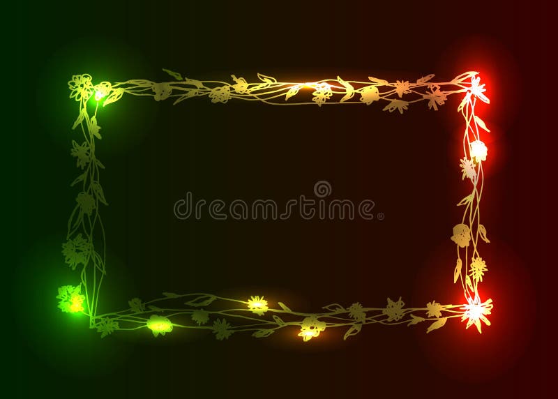 Flower Frame with Lights Effects Stock Vector - Illustration of flower ...