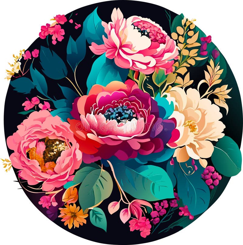 Flower Frame Made of Flowers in the Shape of a Circle Stock ...