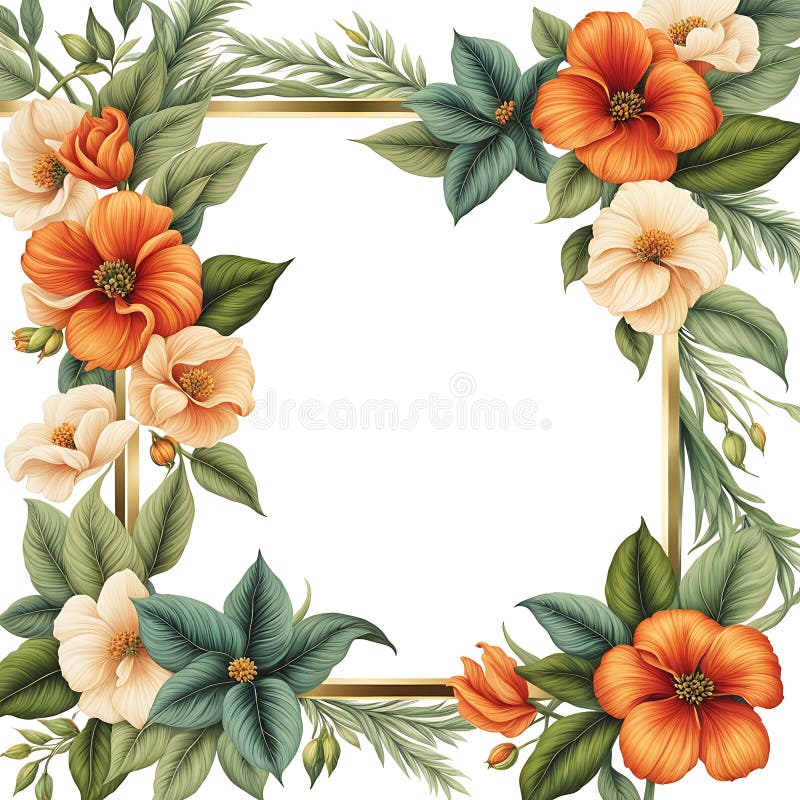 Flower Frame Retro Style, Vintage Wallpaper Frame of Flower Floral ...