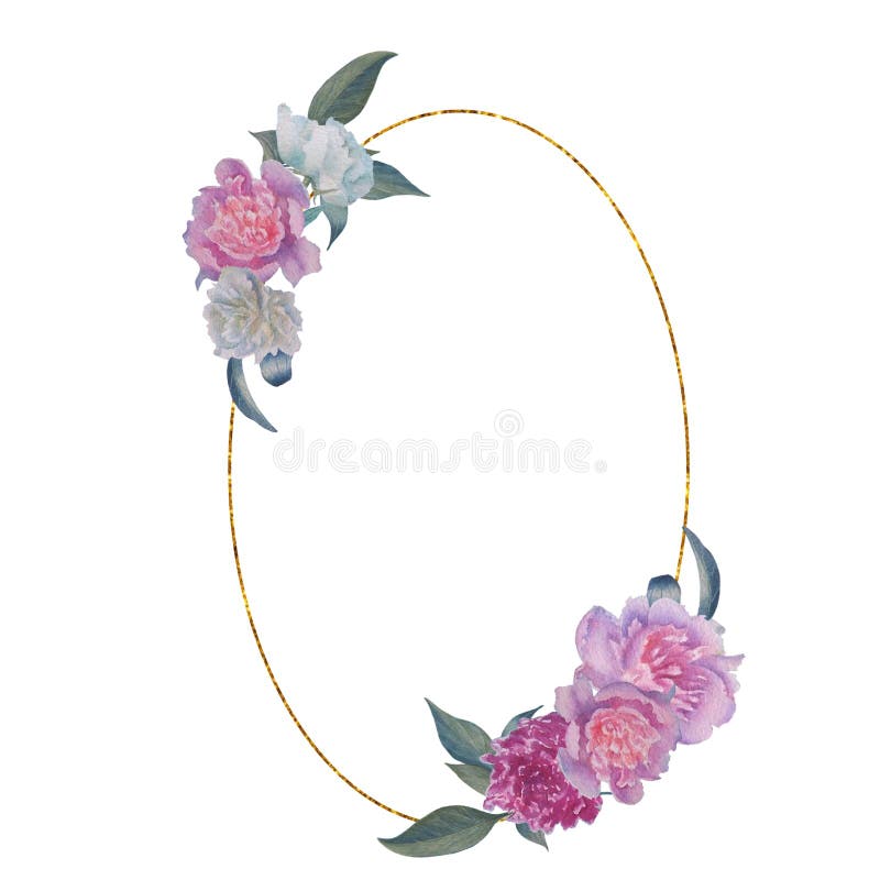 Flower Frame in the Shape of an Oval, Hand-drawn Stock Illustration ...