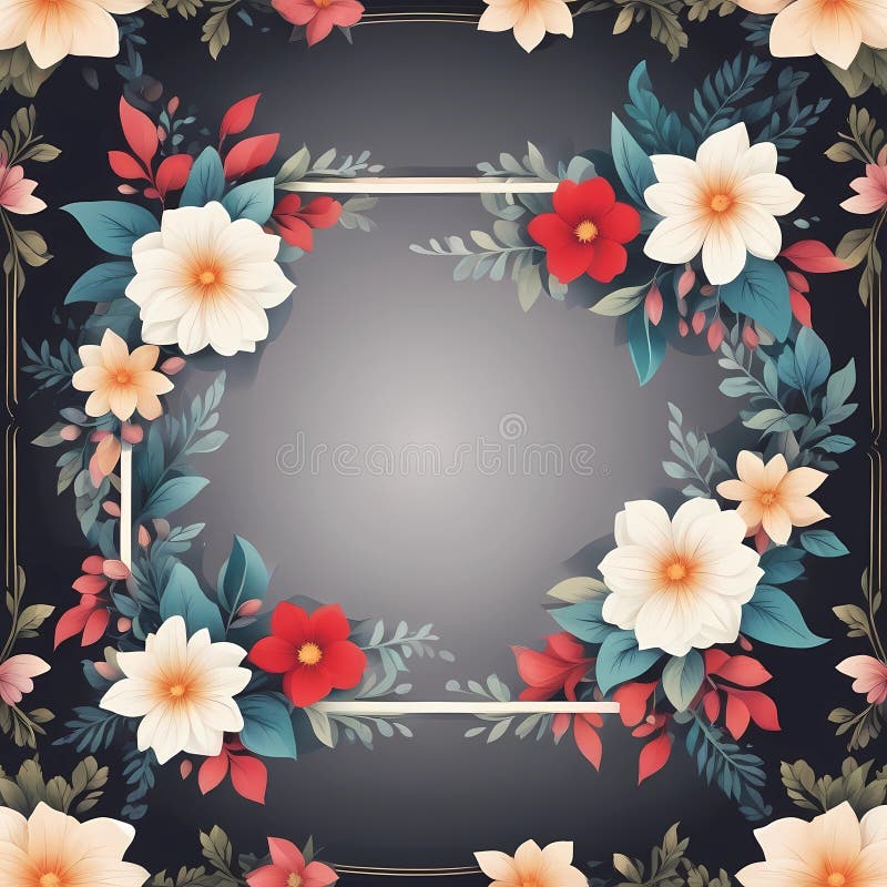 Vector Beautiful Flower Frame Stock Illustration - Illustration of ...