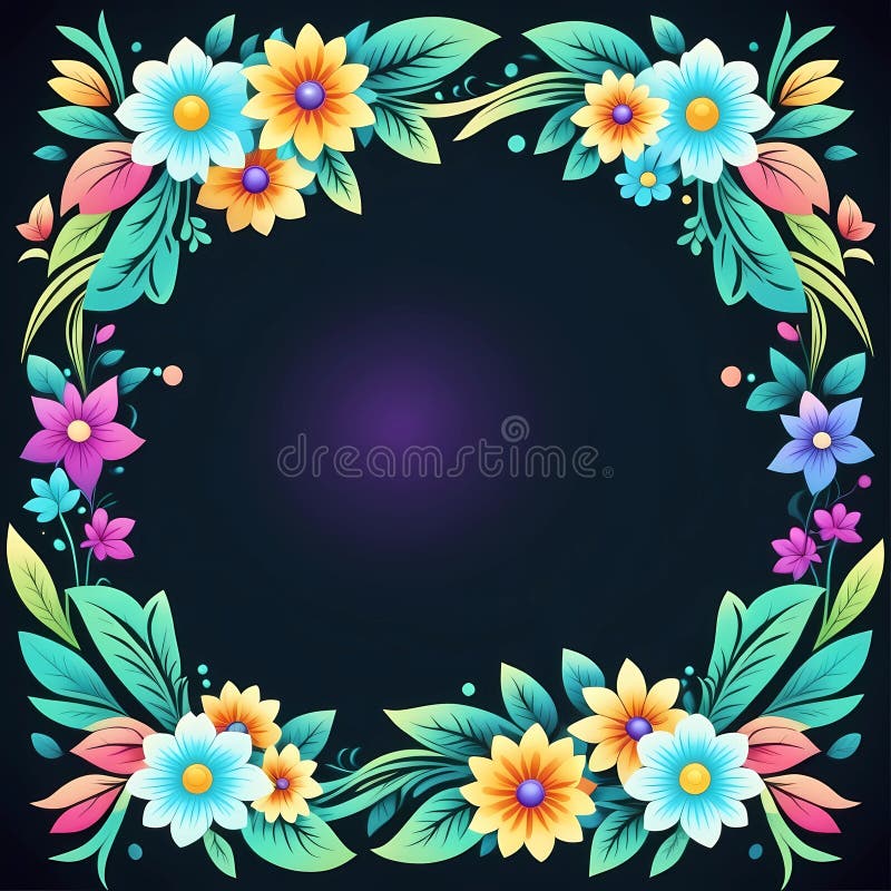 Vector Beautiful Flower Frame Stock Illustration - Illustration of ...