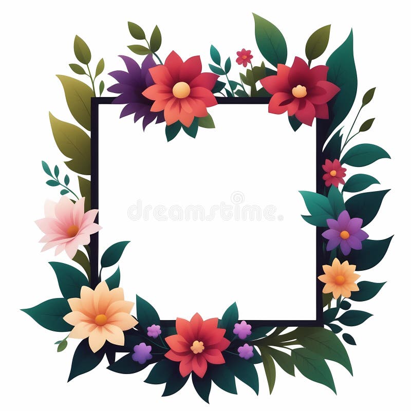 Vector Beautiful Flower Frame Stock Illustration - Illustration of ...