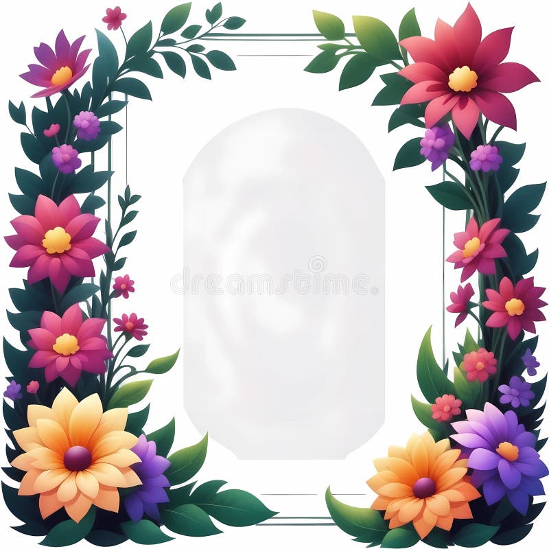 Vector Beautiful Flower Frame Stock Illustration - Illustration of ...