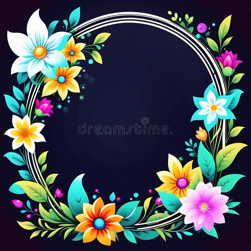 Vector Beautiful Flower Frame Stock Illustration - Illustration of ...