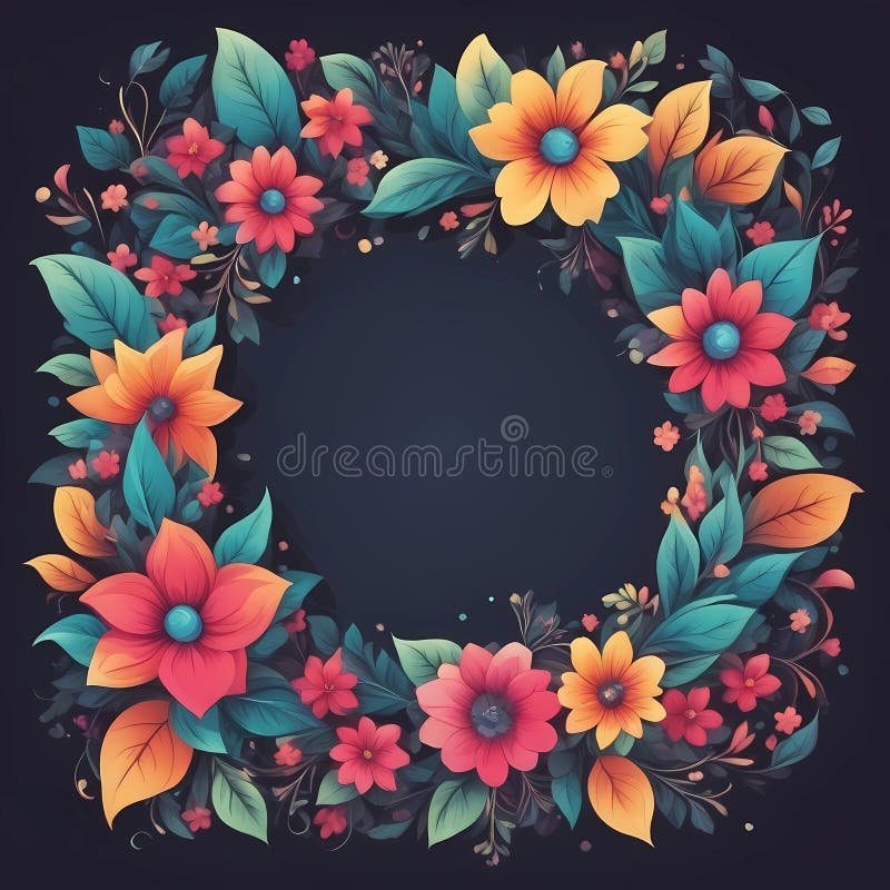 Vector Beautiful Flower Frame Stock Illustration - Illustration of ...