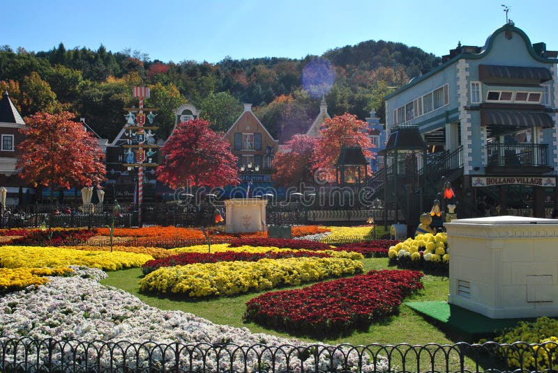 Flower Garden in the Amusement Park Editorial Image - Image of spring ...
