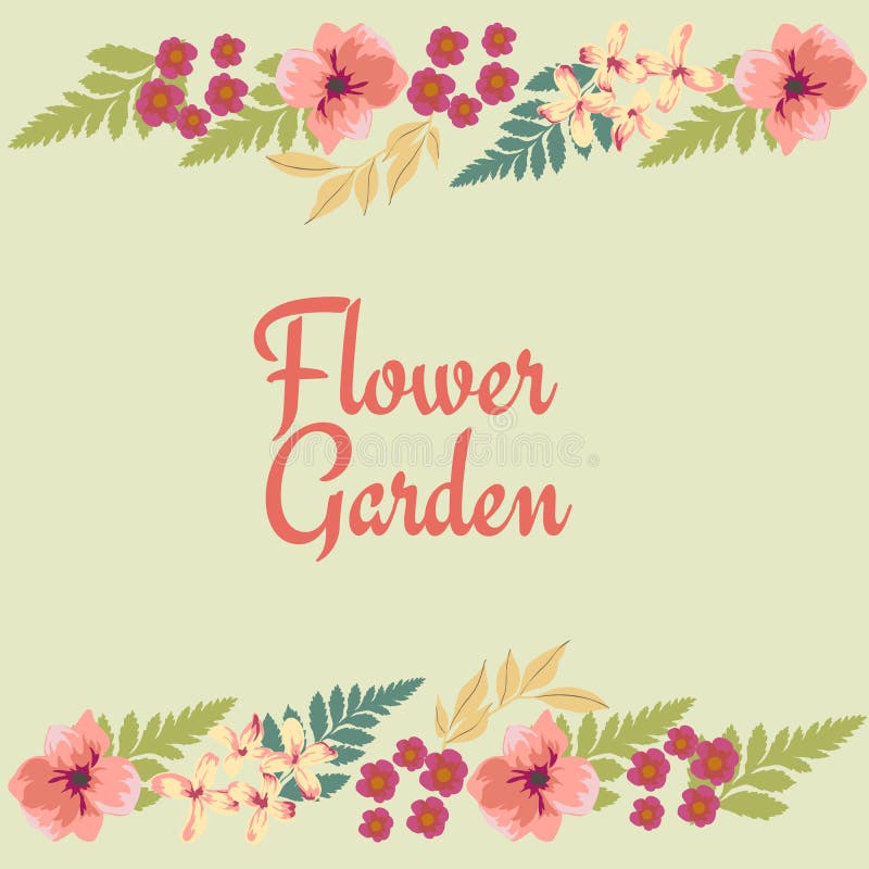 Flower Garden Card Template Stock Vector - Illustration of botany ...