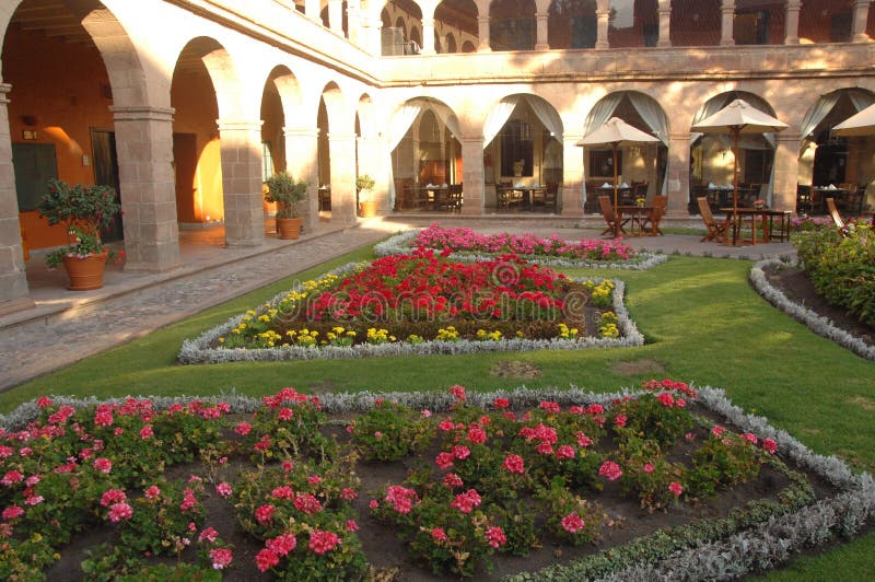 Courtyard Gardens in Cusco, Peru Stock Image - Image of exterior ...