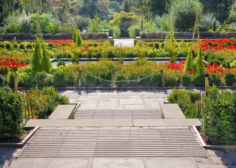 Colorful Flower Garden with Paths Stock Photo - Image of color, design ...