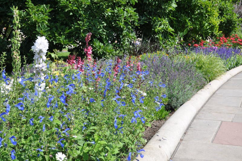 Flower Garden with Pavement Stock Image - Image of natural, walkway ...