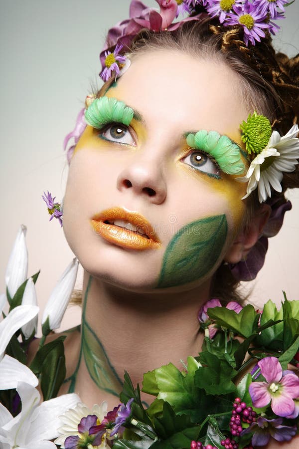 Flower girl. stock photo. Image of green, girl, cute, human - 8428434