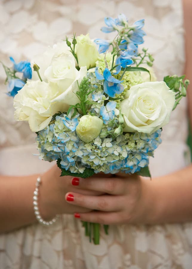Flower girl bouquet stock photo. Image of blue, hydrangea - 28800836