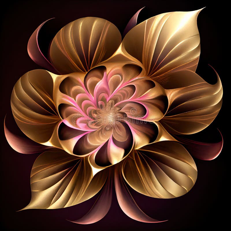 Flower with a Gold and Pink Design. Generate Ai. Stock Illustration ...