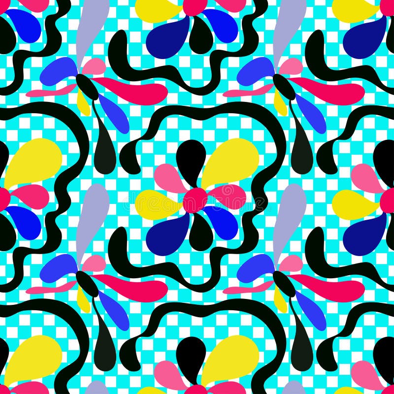 Flower Graffiti Abstract Seamless Pattern Grunge Texture Stock Vector ...