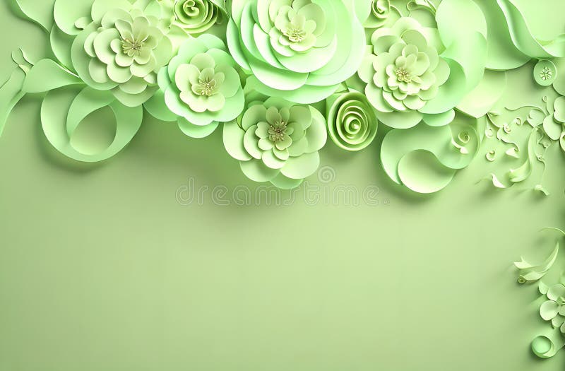Flower Green Border Background Shadow 3d Ornament Wedding Frame Ai ...