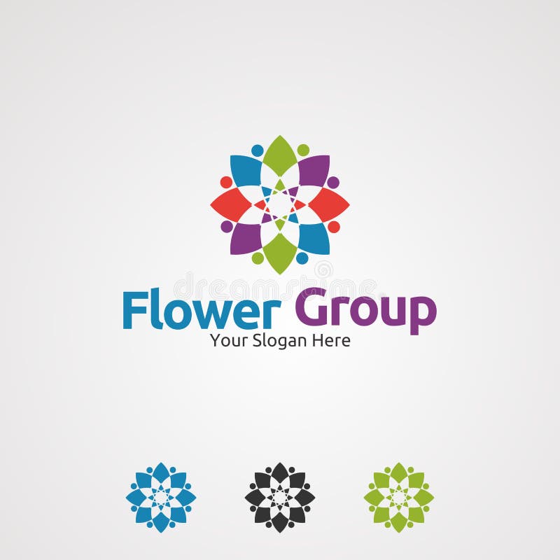 Flower Group Logo Vector, Icon, Element, and Template for Company Stock ...