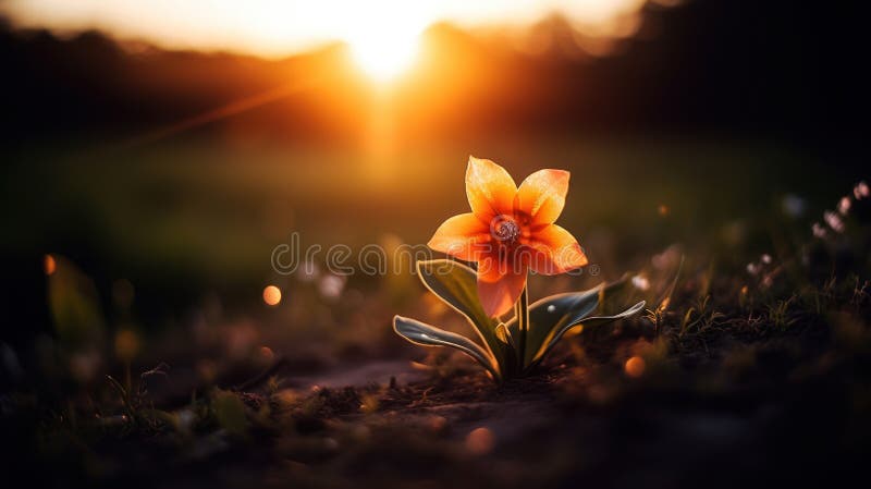 A Flower Growing Out of the Ground Stock Illustration - Illustration of ...