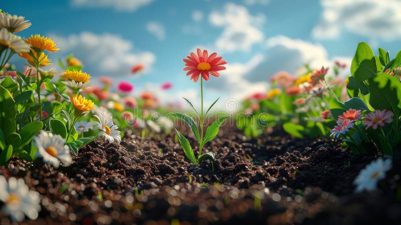 Flower Growing Out of Ground Stock Image - Image of stem, plant: 328018003