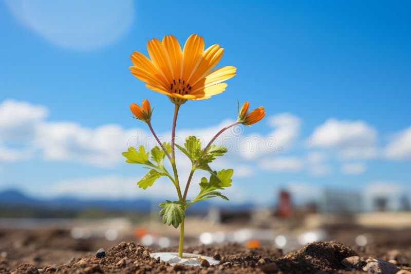A Flower Growing Out of the Ground on a Sunny Day Stock Illustration ...