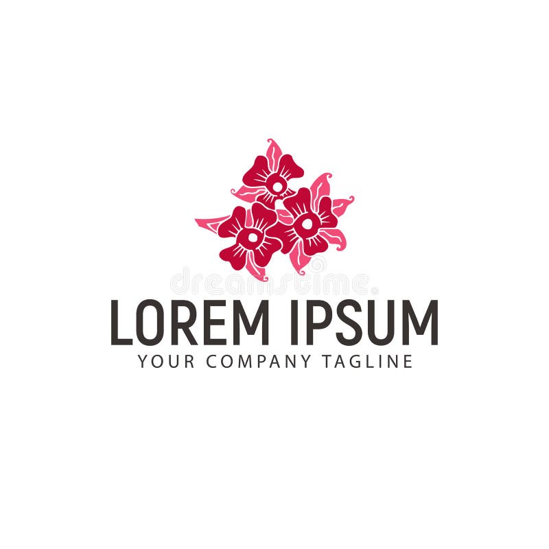 Flower Hand Drawn Logo Design Concept Template Stock Vector ...