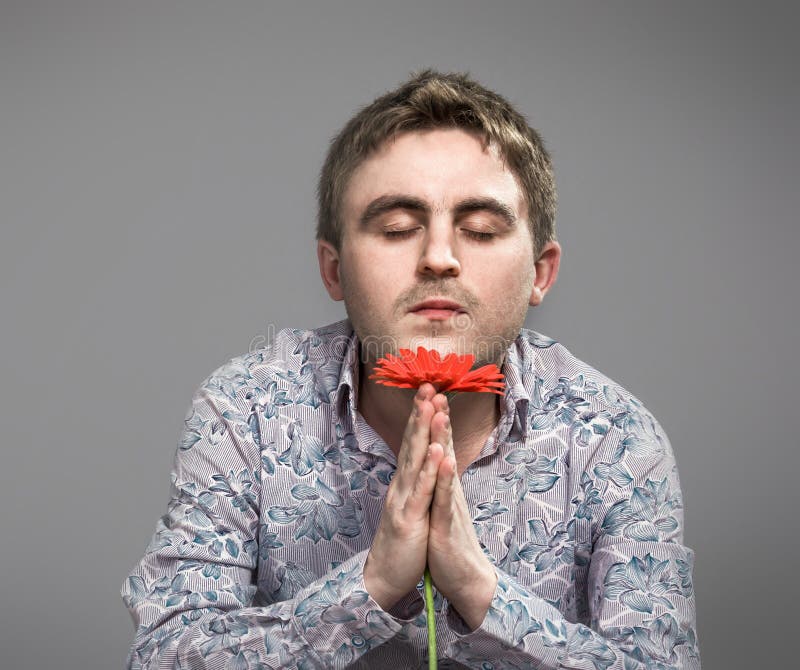 Flower hand man stock photo. Image of rest, portrait - 42594060