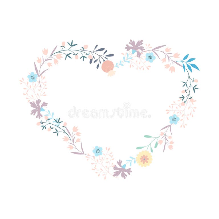 Flower Heart, Flower Frame in the Shape of Heart. Stock Vector ...