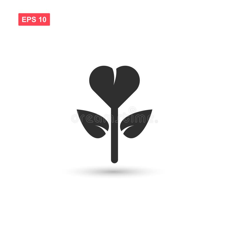 Flower with Heart Icon Vector Isolated 5 Stock Vector - Illustration of ...