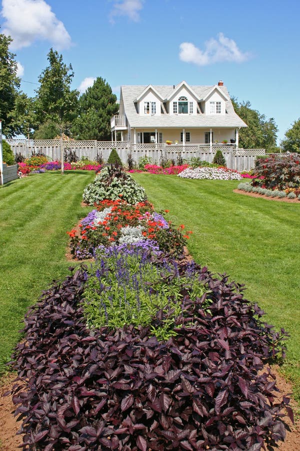 Flower Garden and Landscaping Stock Image - Image of house, gardens ...