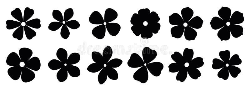 Flower Icon. Black Color Flower Shape Icon Collection Stock Vector ...