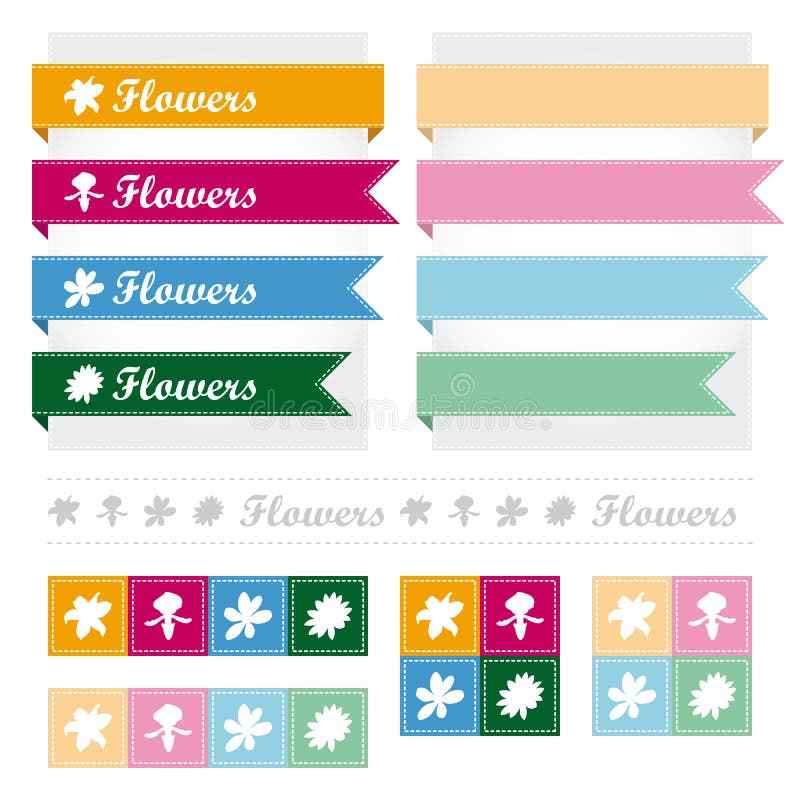 Flower Icon Ribbon Vector Design. Stock Vector - Illustration of ...