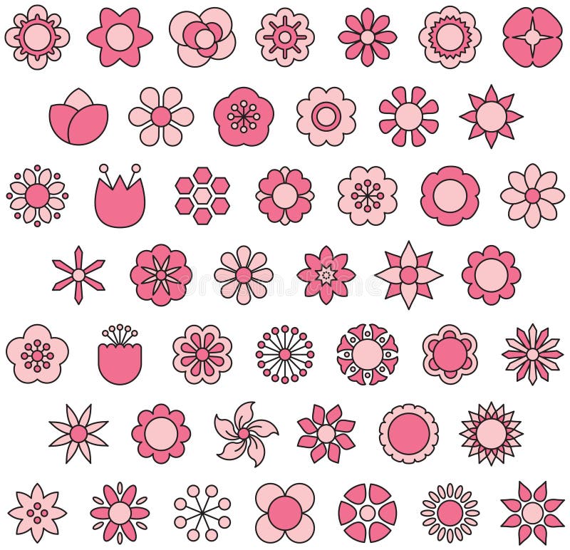 Flower icon set stock vector. Illustration of colourful - 80725066