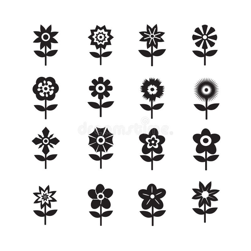 Flower Icon Set for Website Stock Vector - Illustration of rose ...