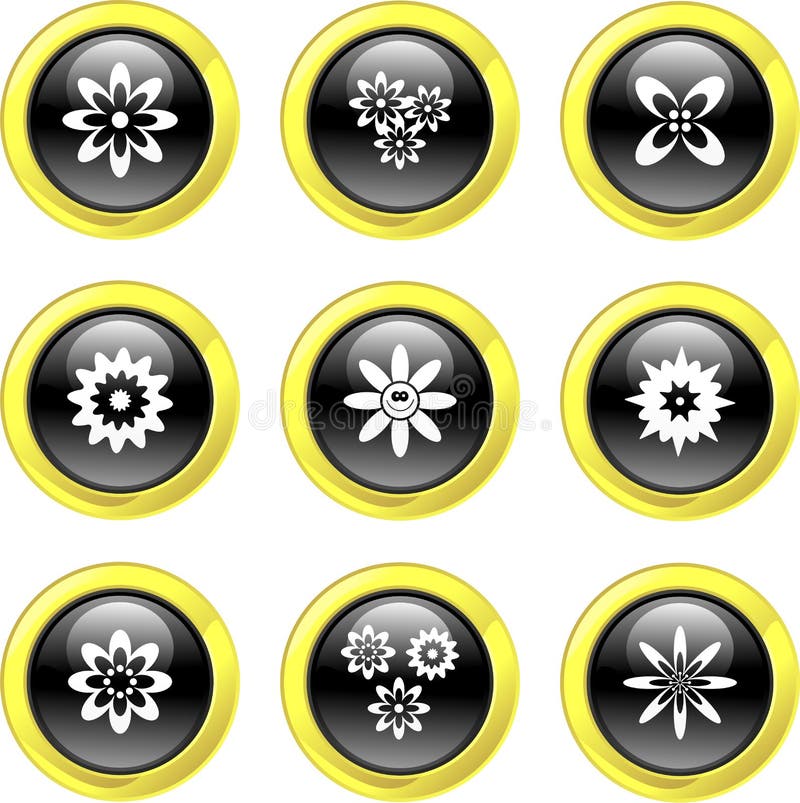 Flower Icons stock vector. Illustration of line, wild, symbols - 203077