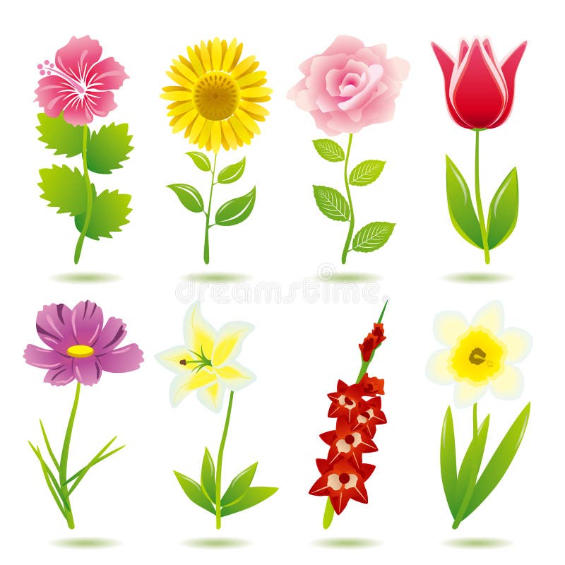 Flower icons set stock vector. Illustration of grass - 15247635