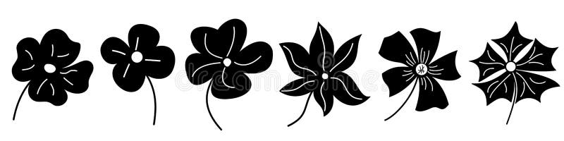 Flower Icons. Set of Black Flower Icons. Vector Illustration Stock ...