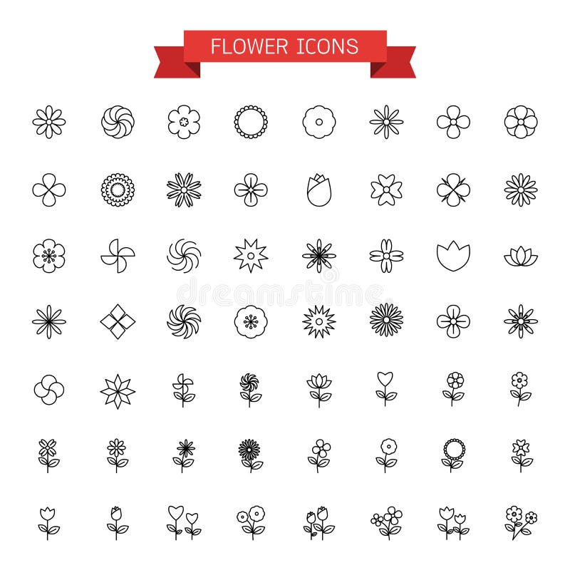 Flower icons stock vector. Illustration of curl, decoration - 77085778