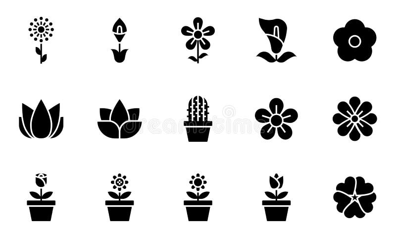 Flower Icons Vector Illustrator, Floral, Rose, Cactus Stock Vector ...
