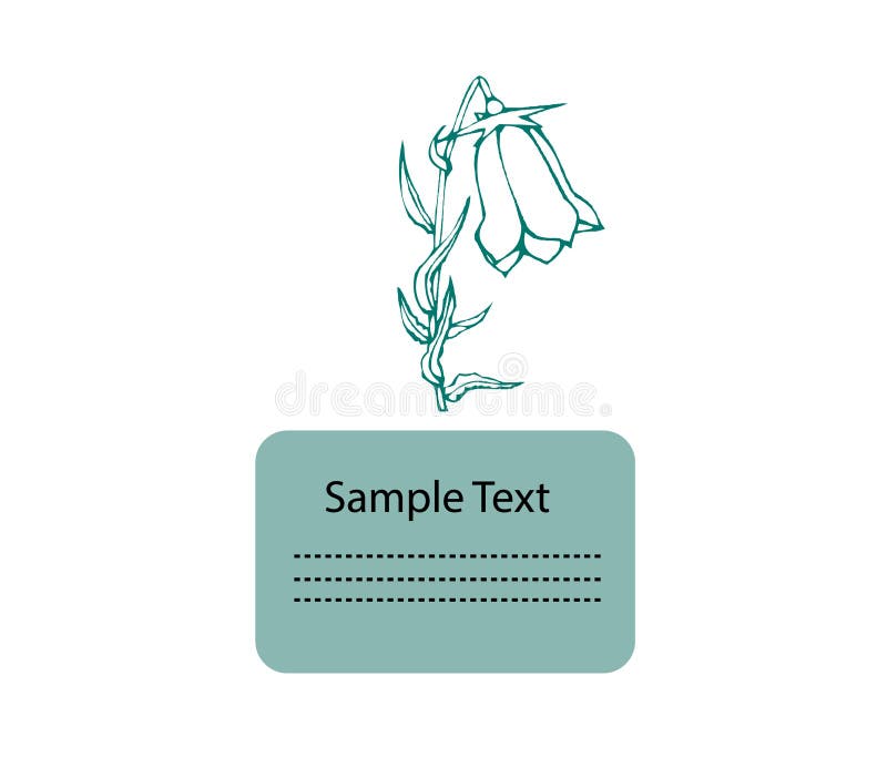 Flower Illustration with Line Art Sticky Note Stock Vector ...