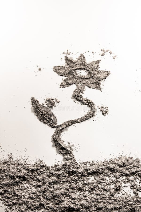 Flower Illustration Made of Scattered Pile of Dust, Ash, Sand Stock ...