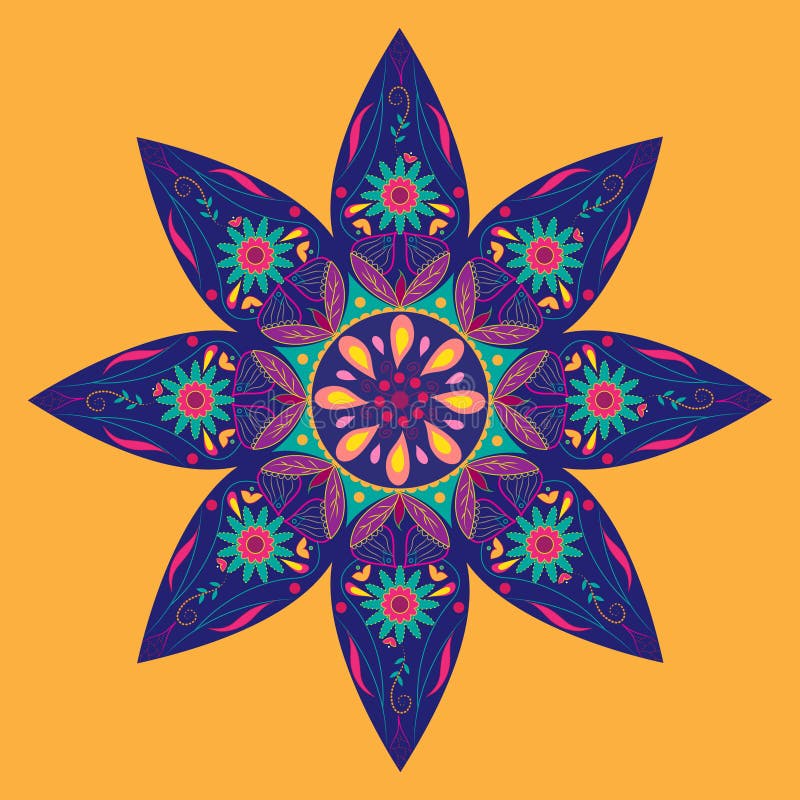 Flower Indian Pattern stock vector. Illustration of decoration - 91642410