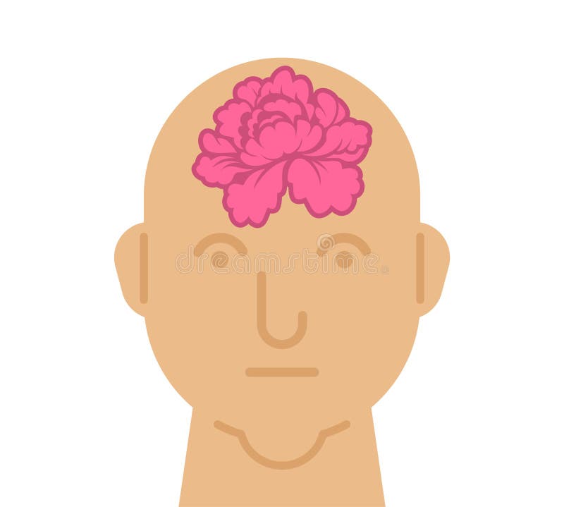 Flower Inside Head. Rose Brain Stock Vector - Illustration of eyes ...