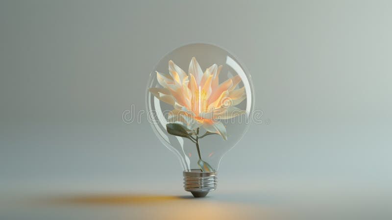 Creative Flower Inside Light Bulb Combining Nature and Innovation ...