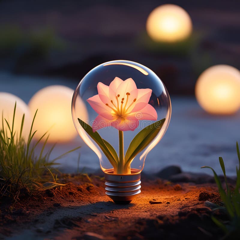 Flower Inside a Light Bulb, Small Flowers in a Lightbulb, Creative ...