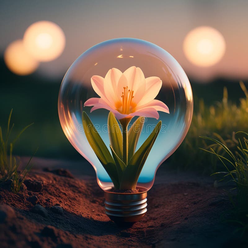 Flower Inside a Light Bulb, Small Flowers in a Lightbulb, Creative ...