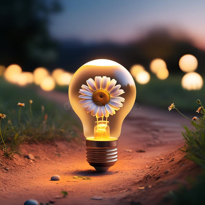 Flower Inside a Light Bulb, Small Flowers in a Lightbulb, Creative ...