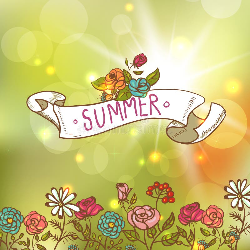 Lush Bright Summer Flowers Vector Design Frame. Colorful Floral Objects ...