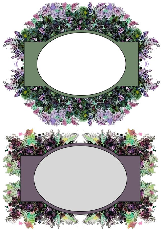 Flower Label with Space for Text Stock Illustration - Illustration of ...