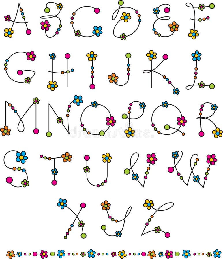 Spring Alphabet Letters a - L Stock Vector - Illustration of message ...