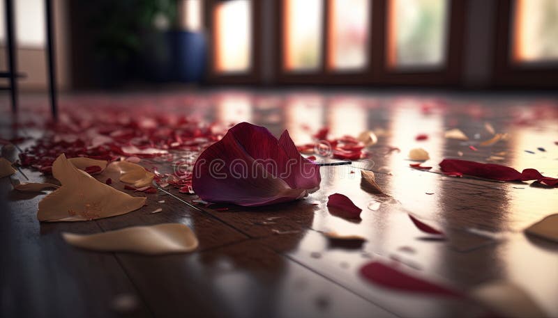 A Flower that is Laying on the Floor Next To Petals Stock Illustration ...